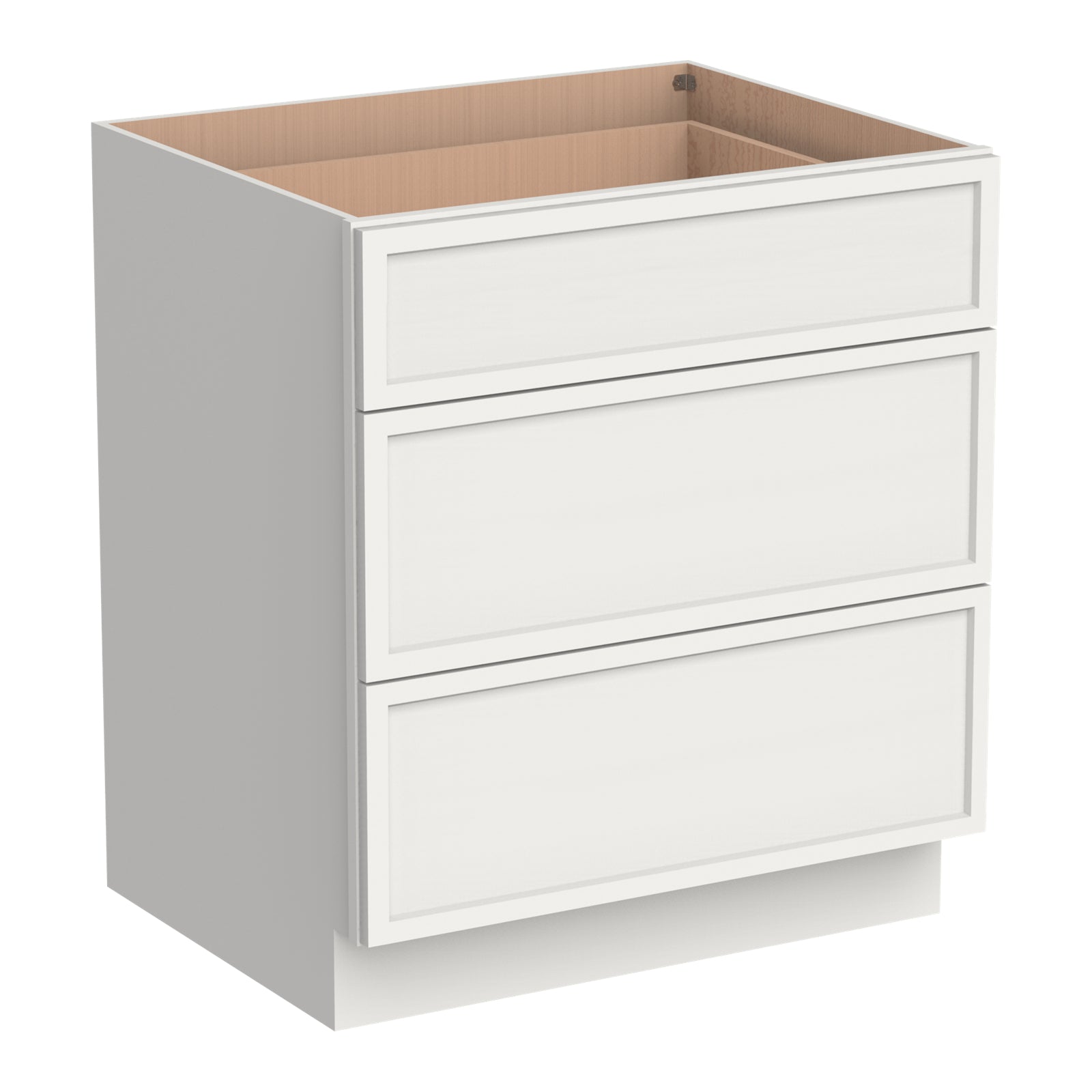 RTA Solid Wood Newtown Three Drawer Base Cabinet Origami White for Kit ...