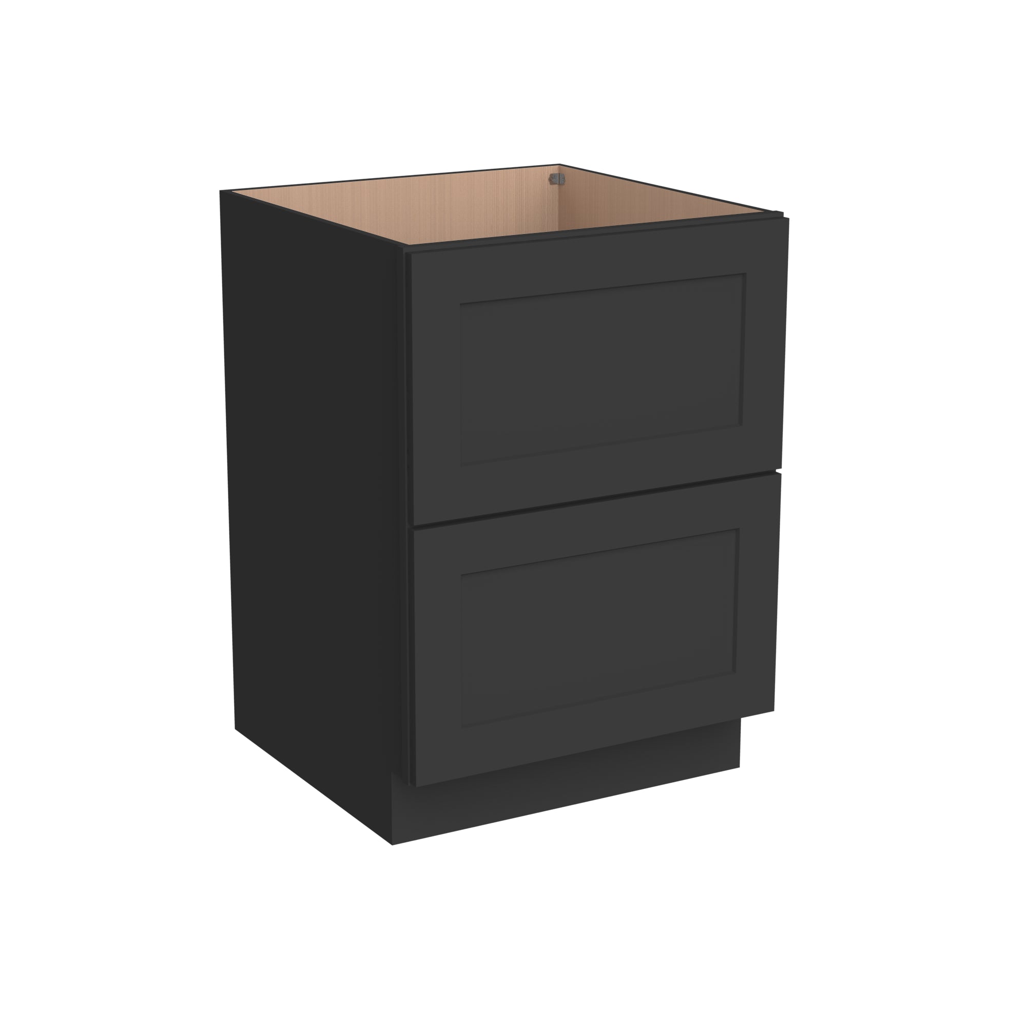 RTA Solid Wood Shaker Two Drawer Base Cabinet Charcoal Black for Kitch ...